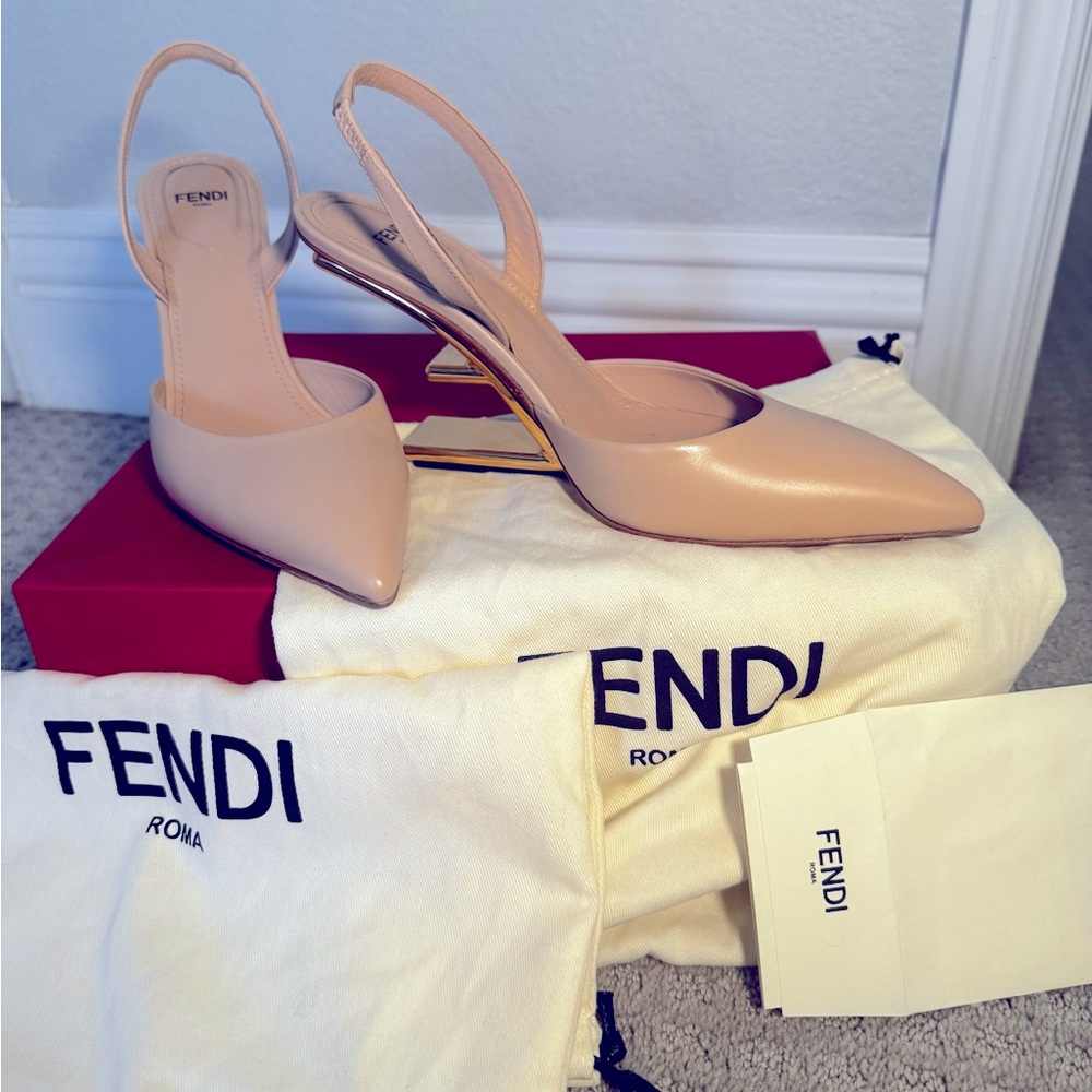 Fendi First Leather Slingback Pump- Nude - Gem